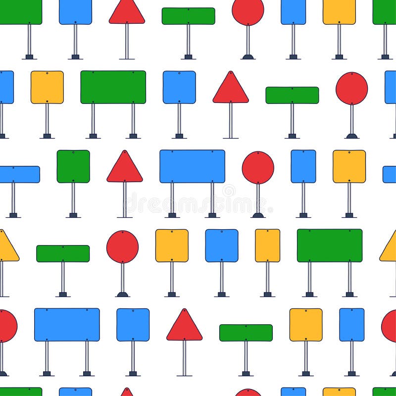 Road Sign Pattern, Cartoon Style. Road Sign Pattern Stock Vector ...