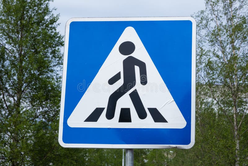 Road Sign Pedestrian Crossing. Zebra Crossing, Pedestrian Cross Warning ...