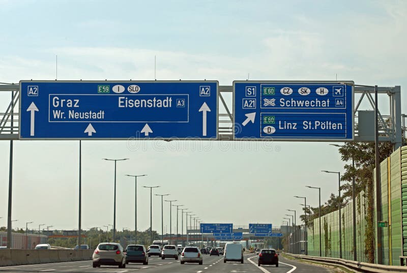 Road Sign of Places in Austria and Signs for State Borders Stock Photo ...