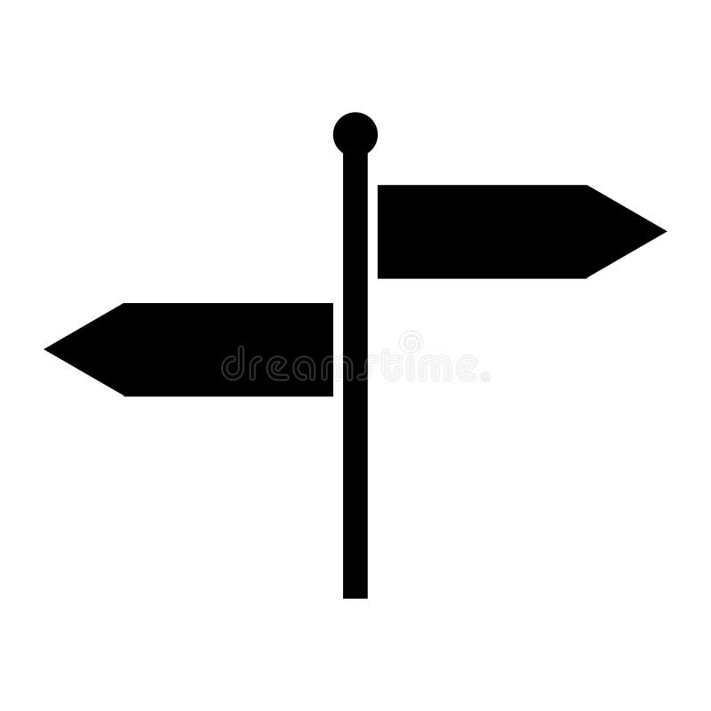 Road Sign, Pointer Black Icon. Vector Isolated on White Background. EPS ...