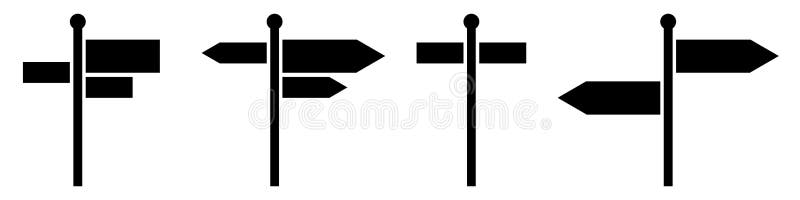 Road Sign, Pointer Black Icon. Vector Isolated on White Background. EPS ...