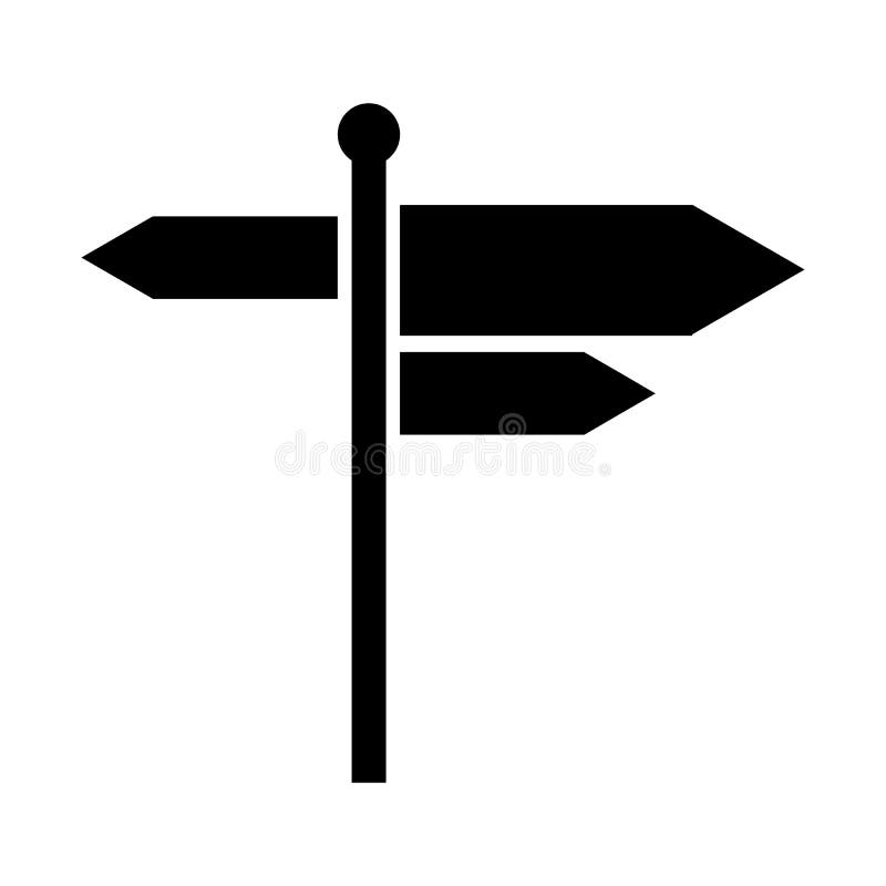 Road Sign, Pointer Black Icon. Vector Isolated on White Background. EPS ...