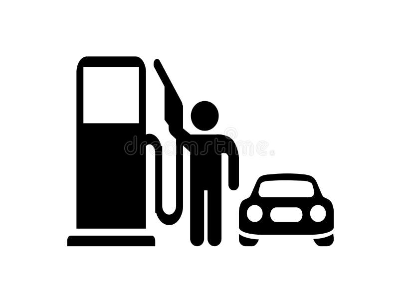 Road Sign Pointer Car Refueling on a White Background Stock ...