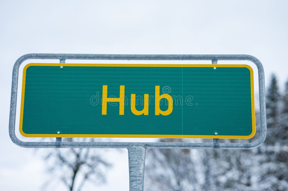 Road Sign Pointer with an Inscription Hub Stock Image - Image of ...
