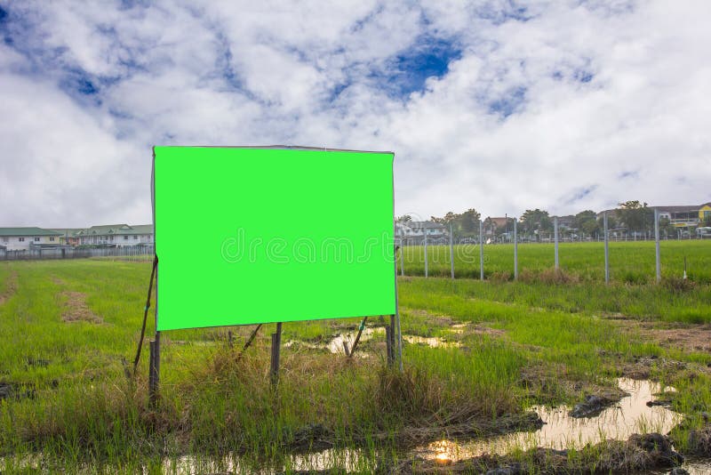 Road with Sign Pole and Blue Sky with Clouds,chroma Key Green Stock ...