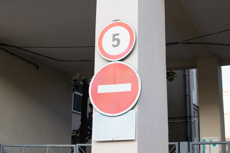 Road Sign is Prohibited on the Column Stock Photo - Image of danger ...