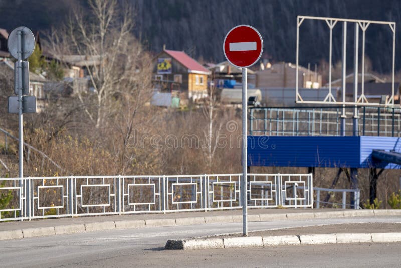 Road Sign Prohibiting the Passage of Vehicles. Stock Image - Image of ...