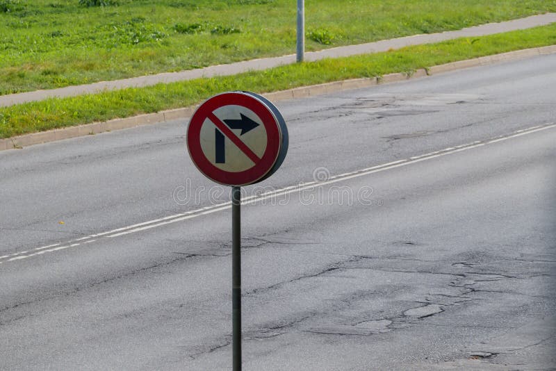 Road Sign Prohibiting Turning Right. No Right Turn Stock Image - Image ...