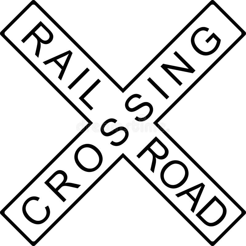 Road Sign, Railway Crossing with Single Tracks. Vector Image. Stock ...