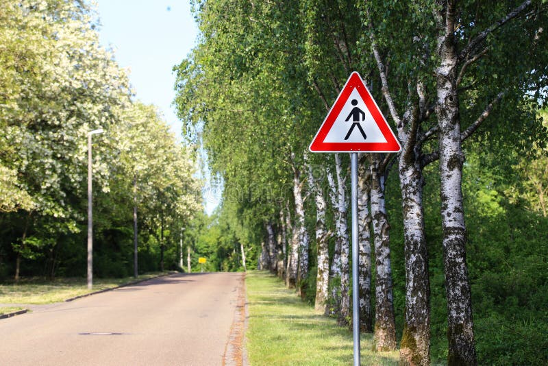 Road Sign at the Right Side of the Road Stock Image - Image of warning ...