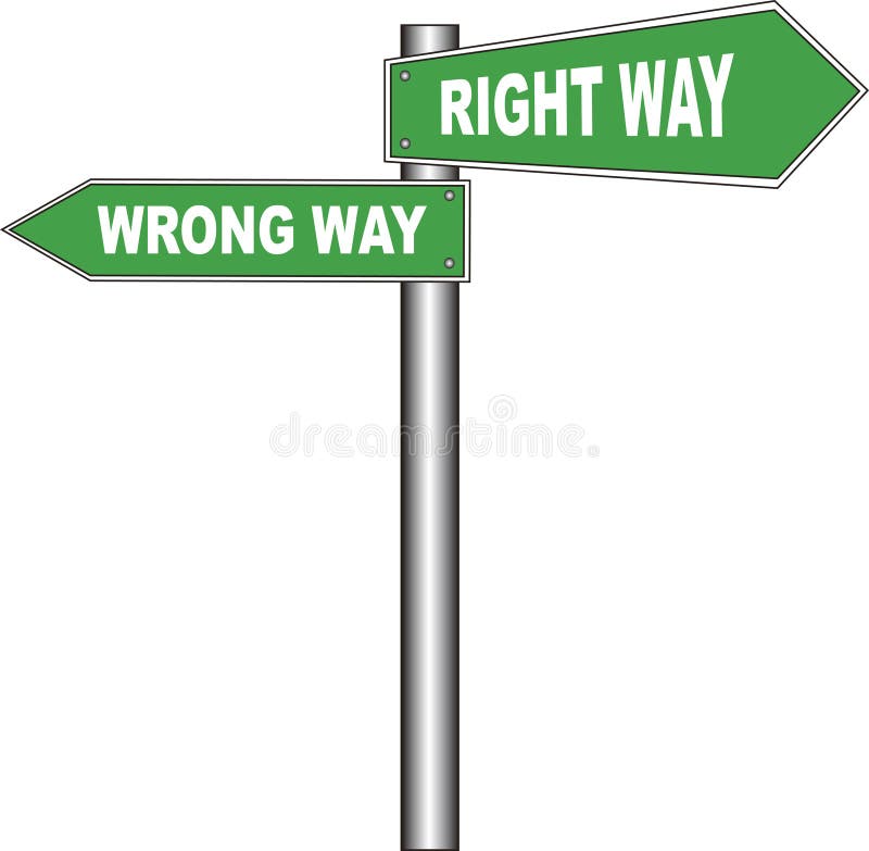 Road Sign: Right Way / Wrong Way Stock Illustration - Illustration of ...