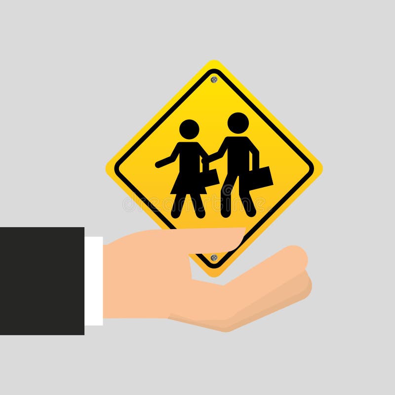 Road sign school zone icon stock vector. Illustration of child - 80581442