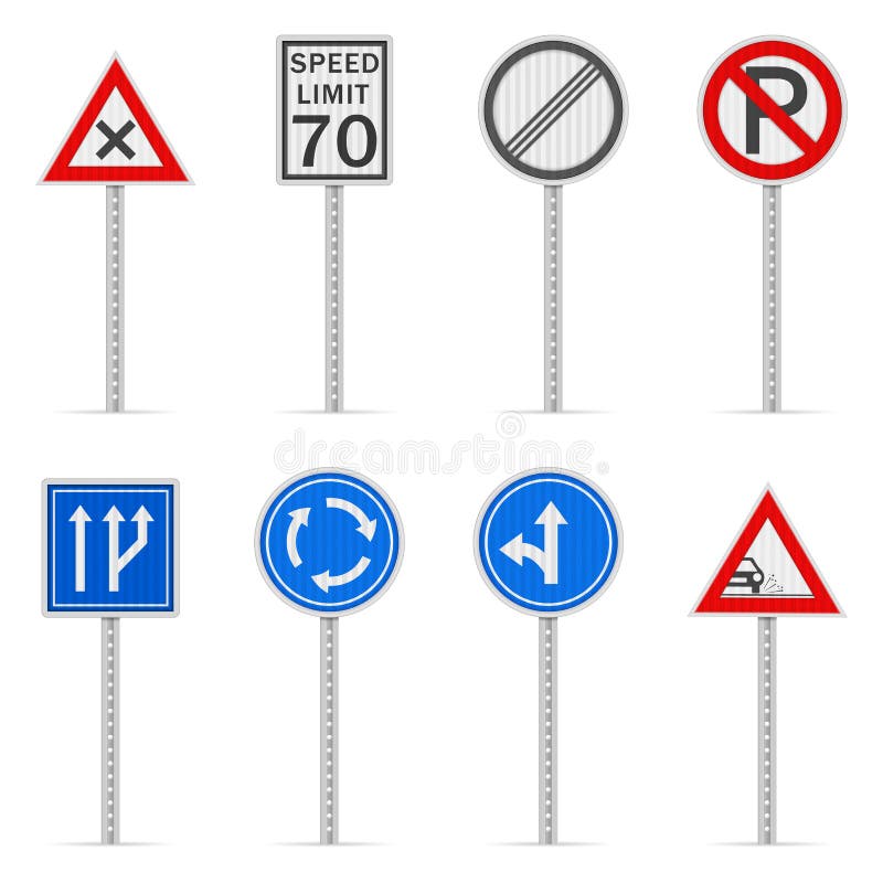 Road sign set stock vector. Illustration of isolated - 260099685