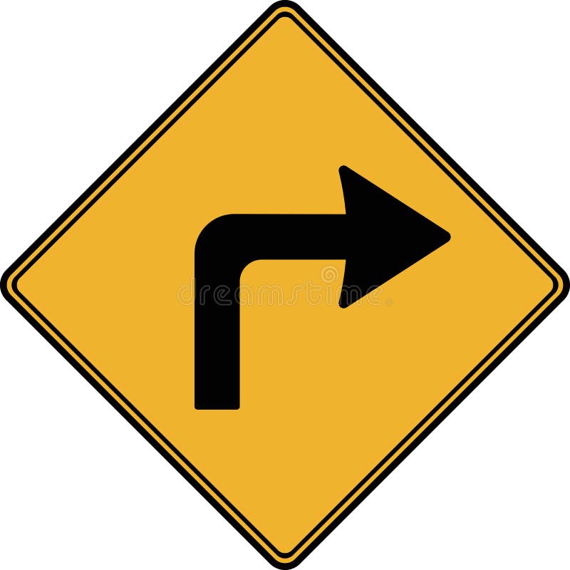A Road Sign, a Sharp Right Turn. Vector Image. Stock Vector ...