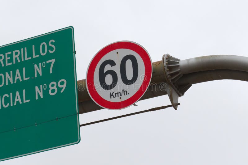 Road Sign Showing the Speed Limit in the Metric System Stock Photo ...