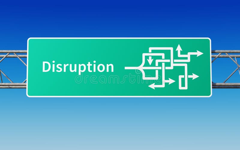 Road Sign with Multiple Paths To Disruption Stock Illustration ...