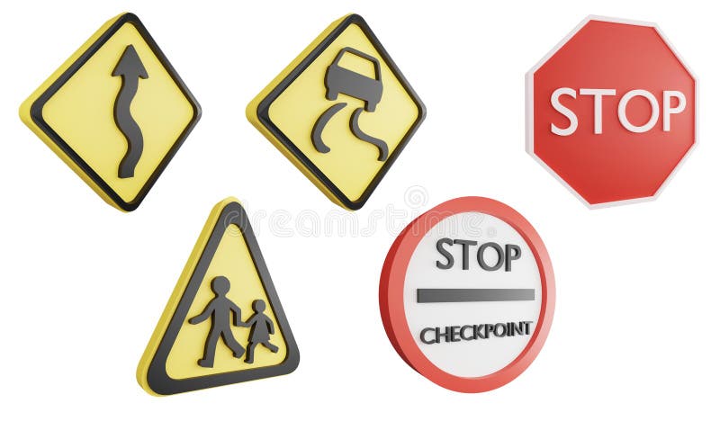 Road Sign Side View Clipart Element ,3D Render Traffic Sign Concept ...