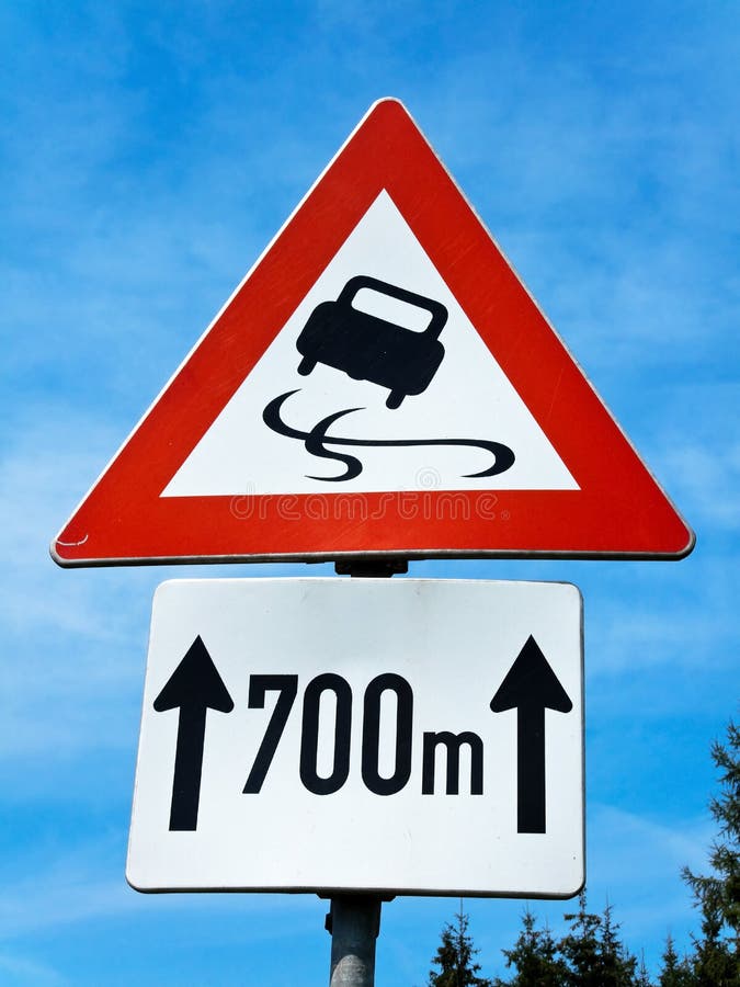Road sign skidding stock photo. Image of slip, symbol - 46915456