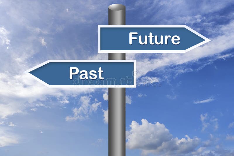 Future and Past Road Sign in White Color Stock Illustration ...
