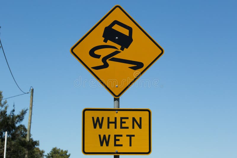Road slippery sign stock vector. Illustration of auto - 5935449