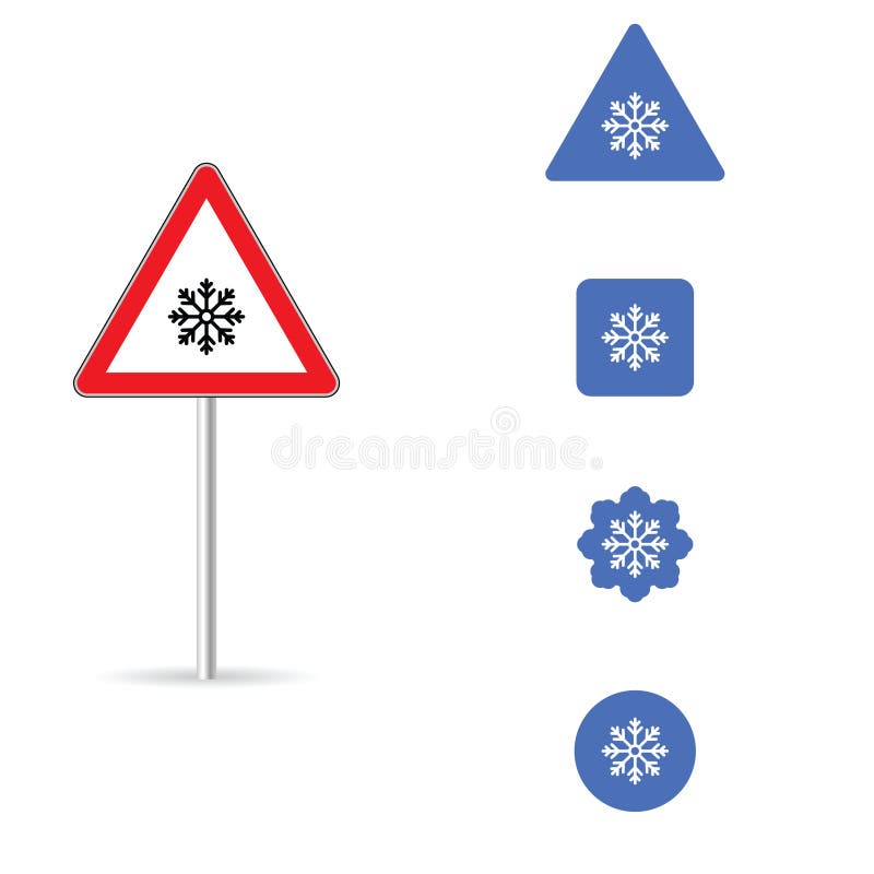 Road Sign with Snowflake Illustration Stock Vector - Illustration of ...