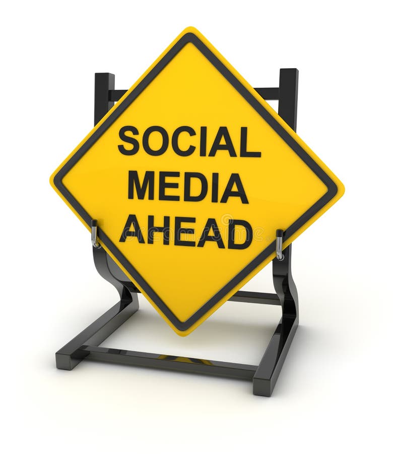 Road Sign - Social Media Ahead Stock Illustration - Illustration of ...