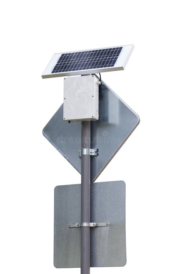 Road Sign with Solar Panel Energy Stock Photo - Image of innovation ...
