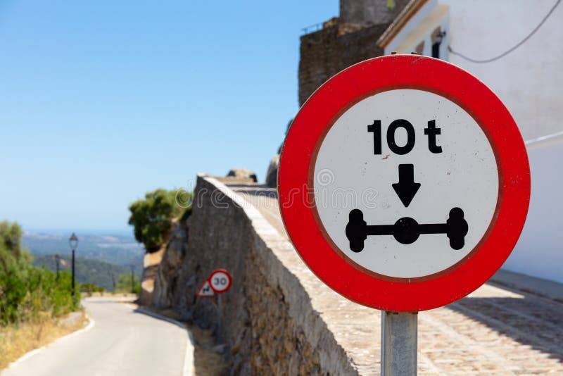 A Road Sign in Spain Shows a Maximum Axle Load of 8 Tons. Stock Image ...