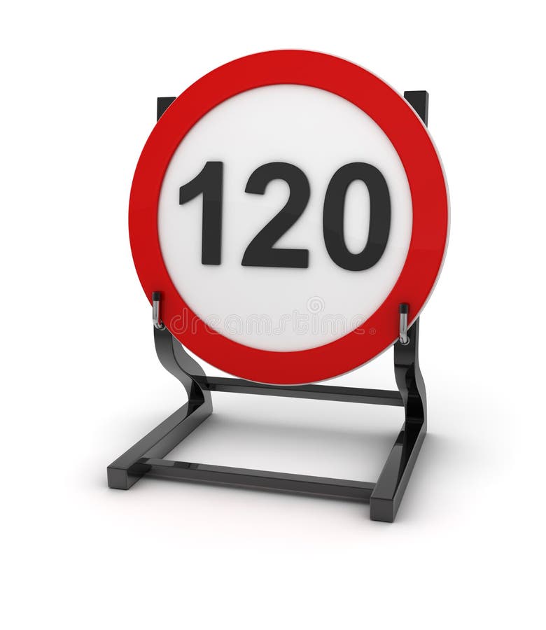 Road Sign - Speed Limit 120 Stock Illustration - Illustration of road ...