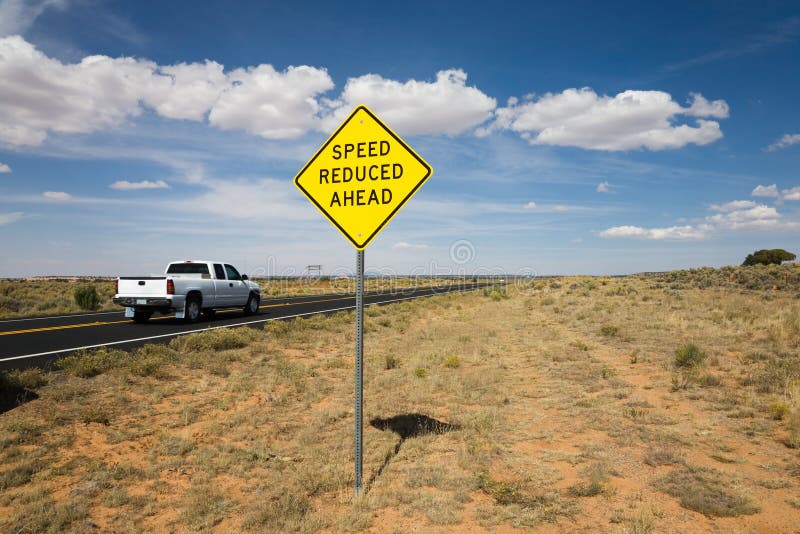 Australian Road Sign: REDUCE SPEED Stock Image - Image of caution ...