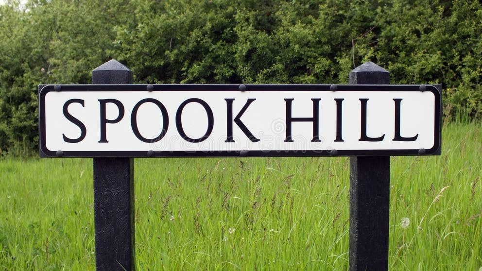 Road sign Spook Hill stock image. Image of fear, spook - 85669967