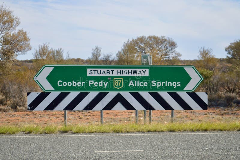 A Road Sign on the Stuart Highway in Central Australia Stock Photo ...
