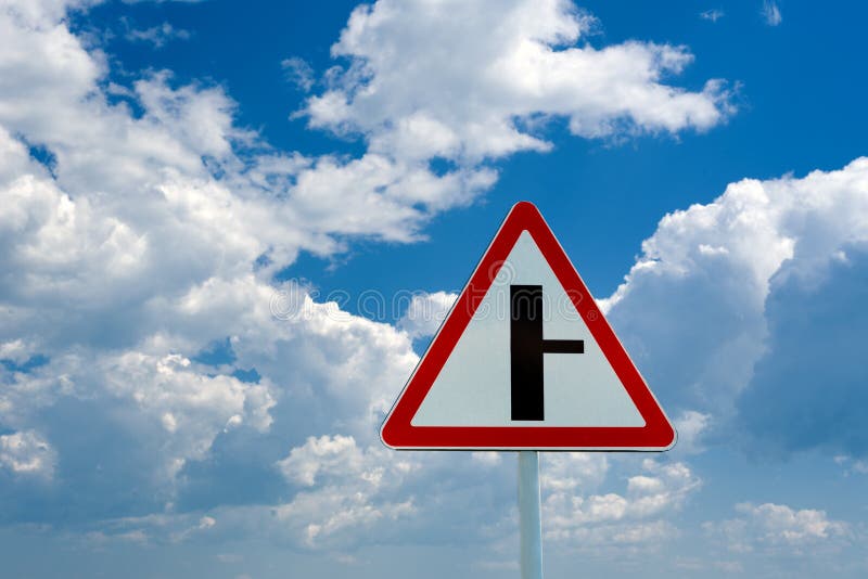 Road sign t-intersection stock photo. Image of sign, cumulus - 80242546