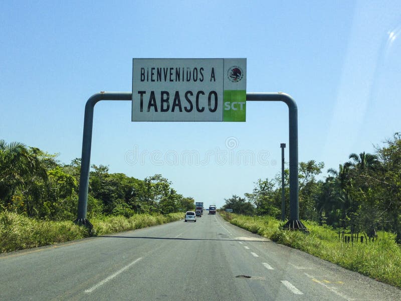 Road sign Tabasco Mexico editorial stock photo. Image of chiapas - 89220353