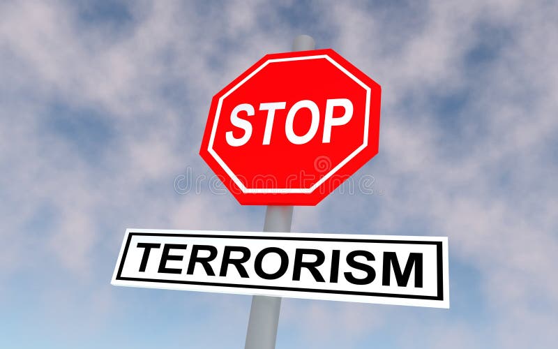 The Road Sign with Text Stop Terrorism. Stock Illustration ...