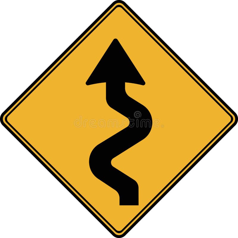 Road Sign, There is a Winding Road Ahead. Stock Vector - Illustration ...