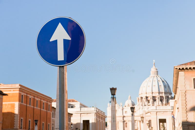 Road Sign To St Peter Basilica, Rome Stock Photo - Image of city, roman ...