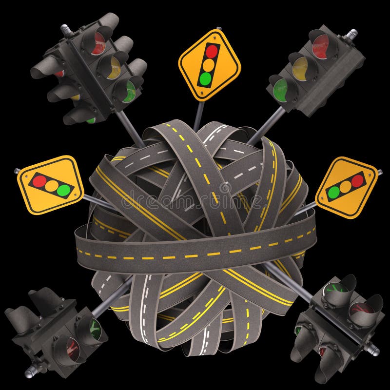 Road Sign Traffic Light stock illustration. Illustration of world ...