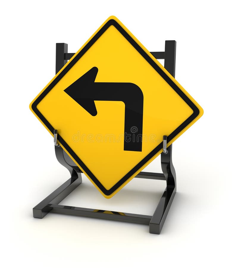 Road Sign - Left turn stock vector. Illustration of sign - 4973687