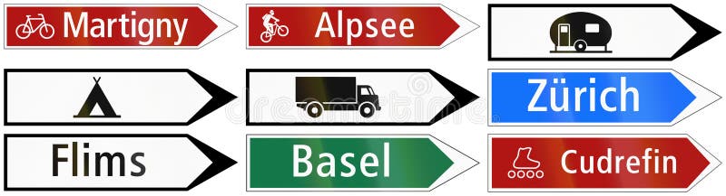Road Sign Used in Switzerland - Route for Cycles Stock Illustration ...