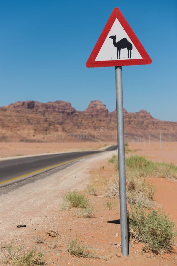 Road Sign in the Wadi Rum Desert, Jordan Stock Image - Image of sign ...