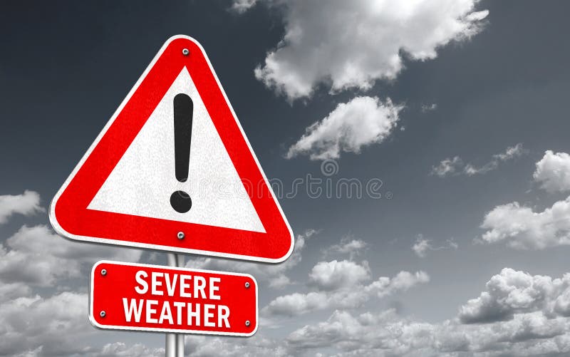 Road Sign Warning for Severe Weather Stock Image - Image of ...