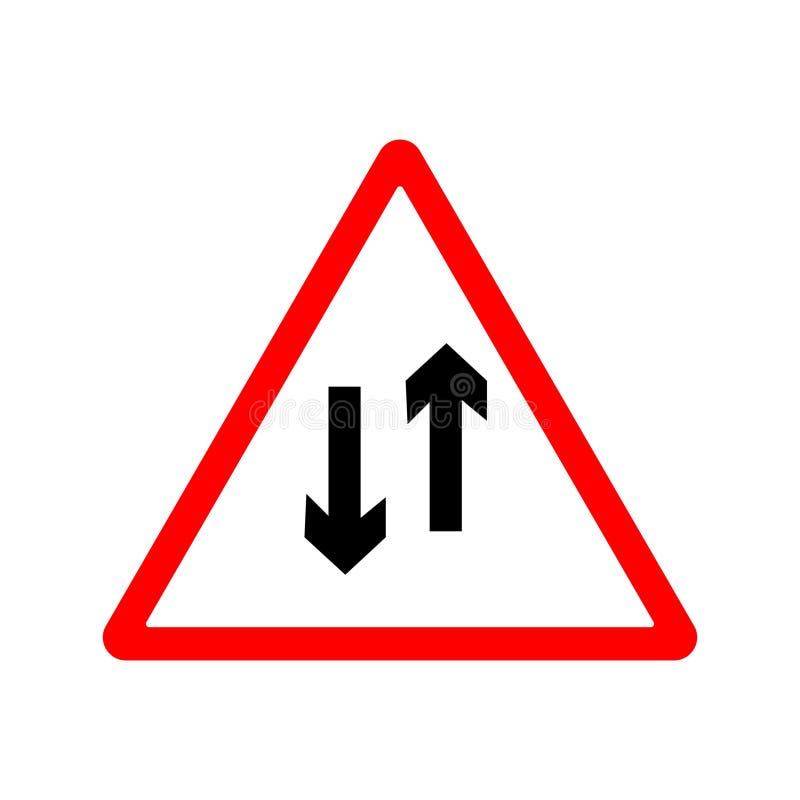 Road Sign Warning Two Way Traffic Vector Symbol Stock Illustration ...