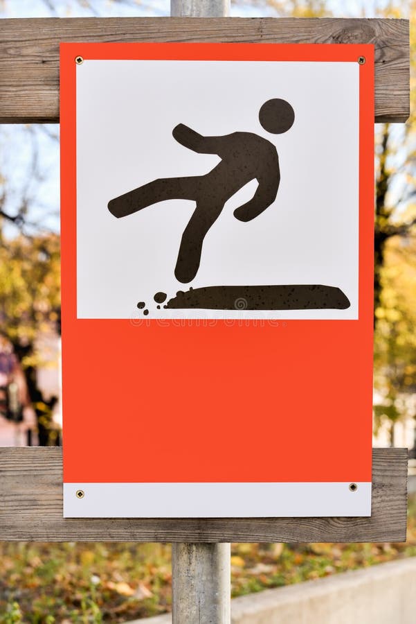 Road Sign Warns Pedestrians about Falling. Warning Sign with Falling ...