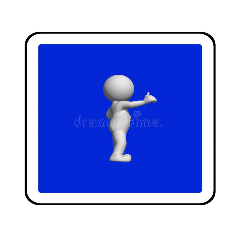 Road Sign - White 3D Man on Blue Sign Shows Good Stock Illustration ...
