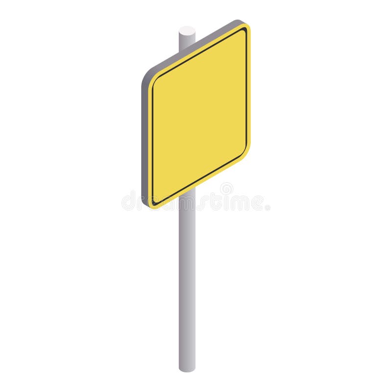 Road Sign Yellow Square Icon, Isometric 3d Style Stock Vector ...