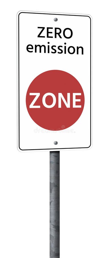 Road Sign Zero Emission ZONE. Stock Image - Image of decarbonization ...