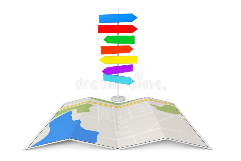 Road Signs with City Map stock illustration. Illustration of guidance ...