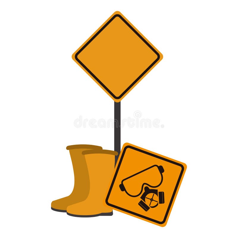 Road Signs and Construction Boots Stock Vector - Illustration of safety ...