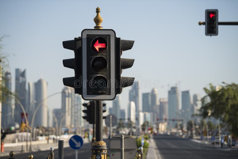 Road signs in Doha. stock image. Image of design, traffic - 259925731